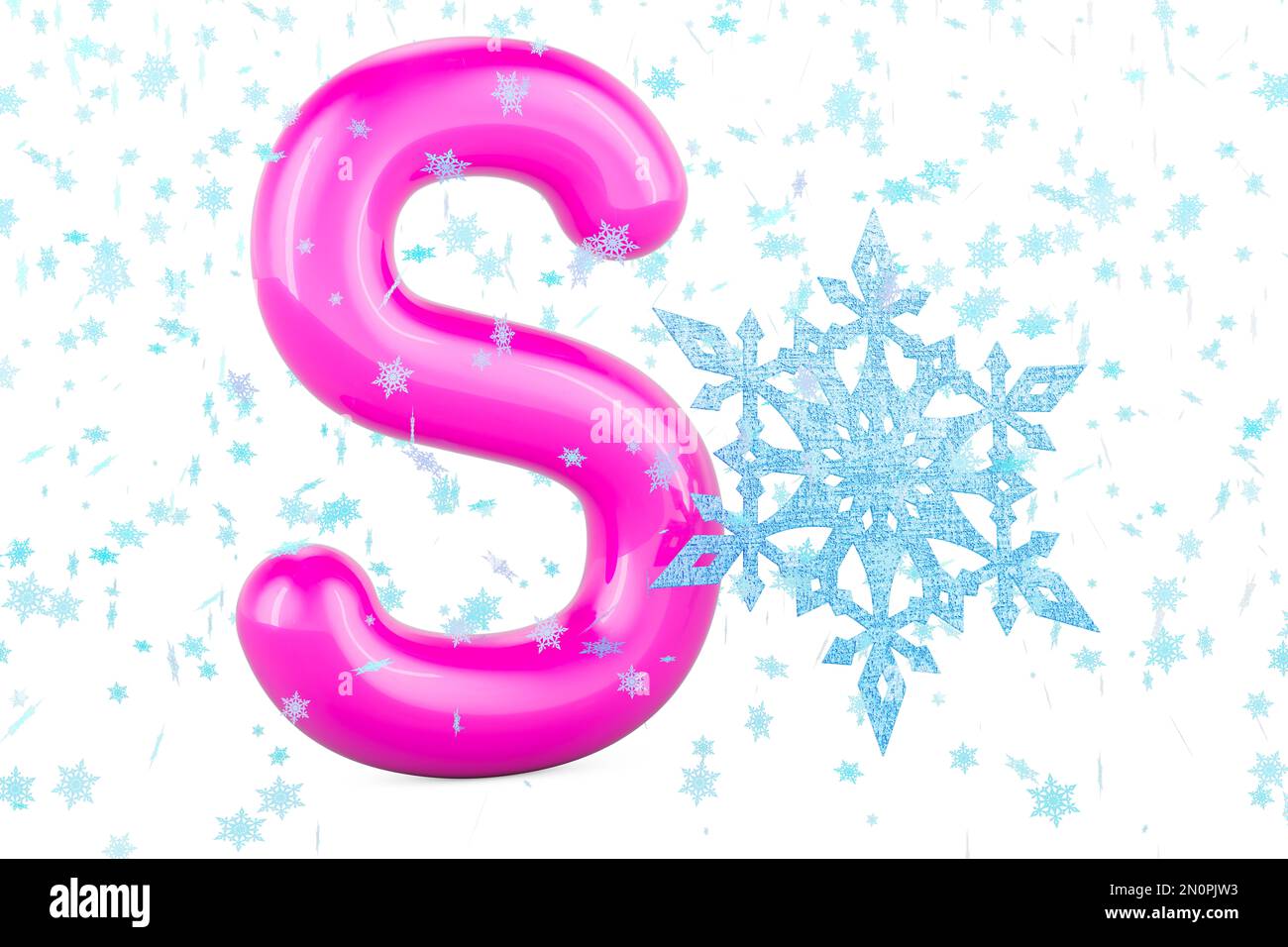 Kids ABC, Letter S with snowflake. 3D rendering isolated on white ...