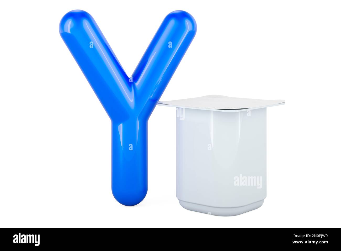 Kids ABC, Letter Y with yogurt. 3D rendering isolated on white ...