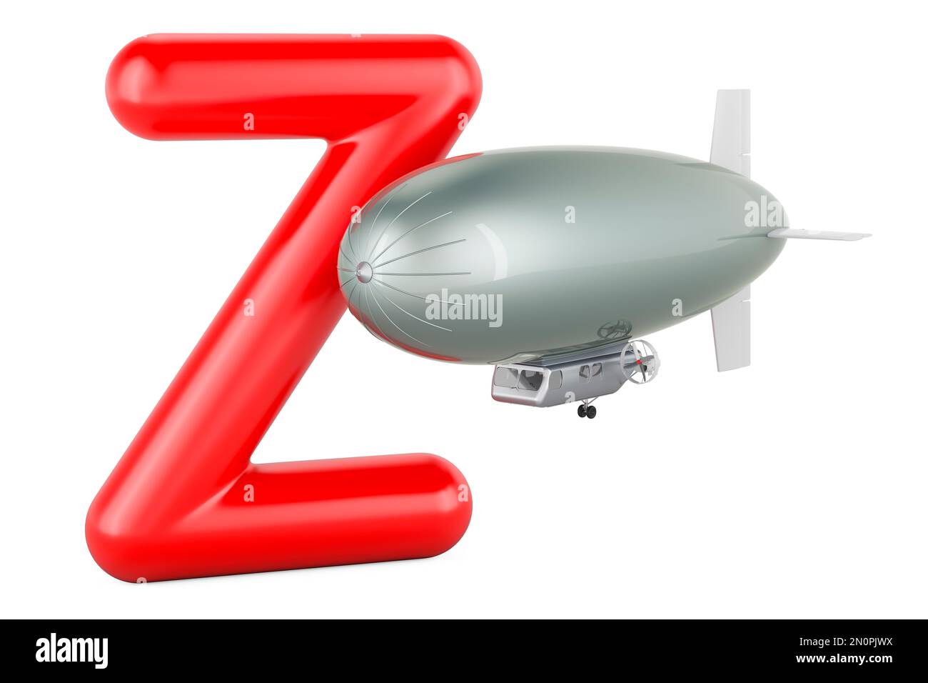 Kids ABC, Letter Z with zeppelin. 3D rendering isolated on white ...
