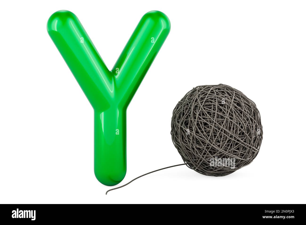 Kids ABC, Letter Y with yarn. 3D rendering isolated on white background ...