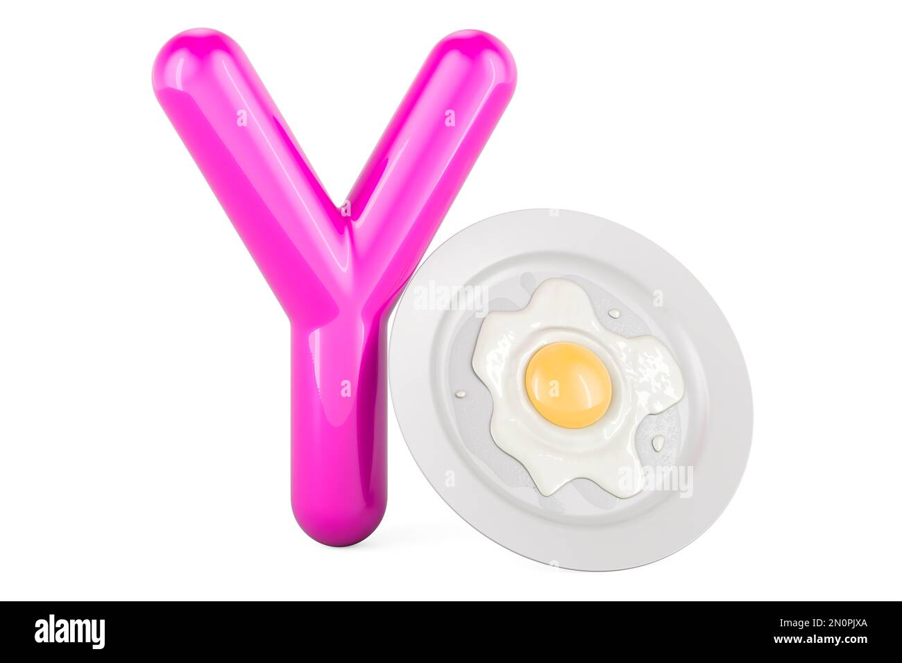 Kids ABC, Letter Y with yolk. 3D rendering isolated on white background ...
