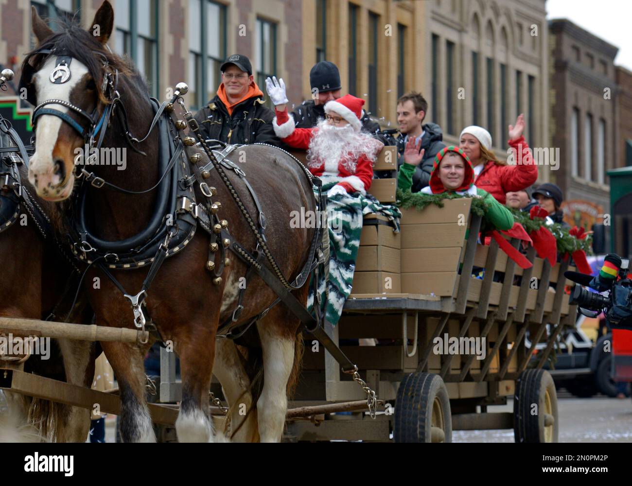 Keaton Nelson,9, riding as Santa through downtown Fargo, N.D. on 11 ...