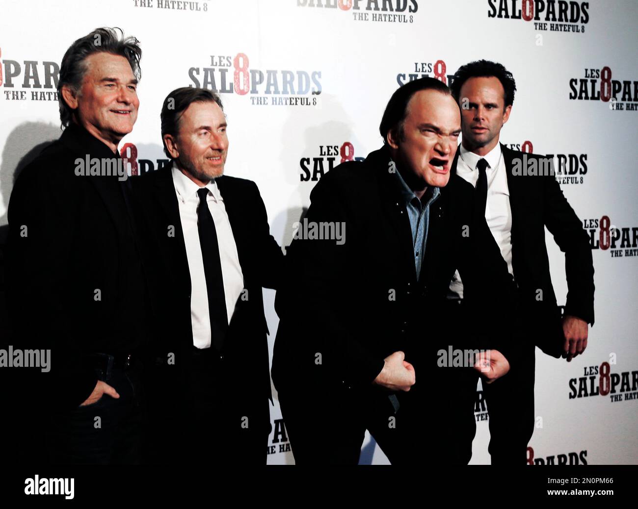 From left, actors Kurt Russell, Tim Roth, director Quentin Tarantino ...