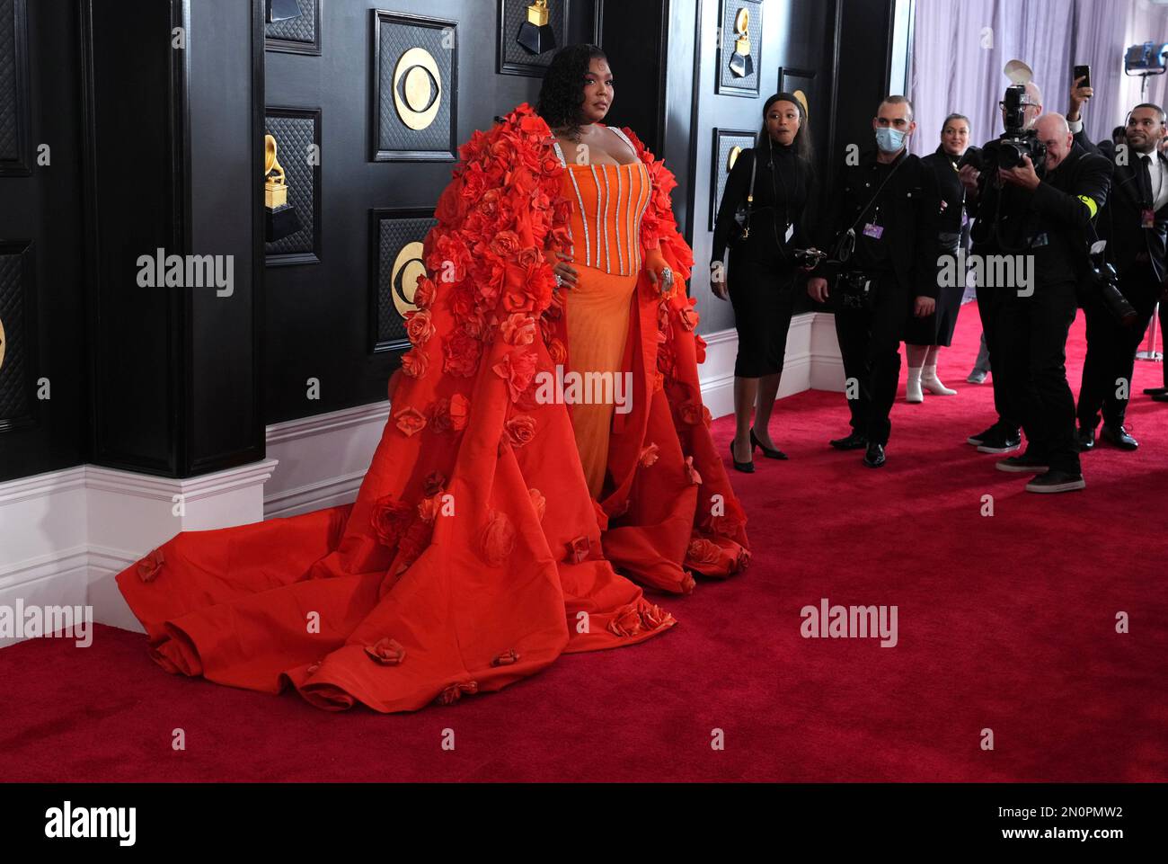 Lizzo arrives at the 65th annual Grammy Awards on Sunday, Feb. 5, 2023 ...