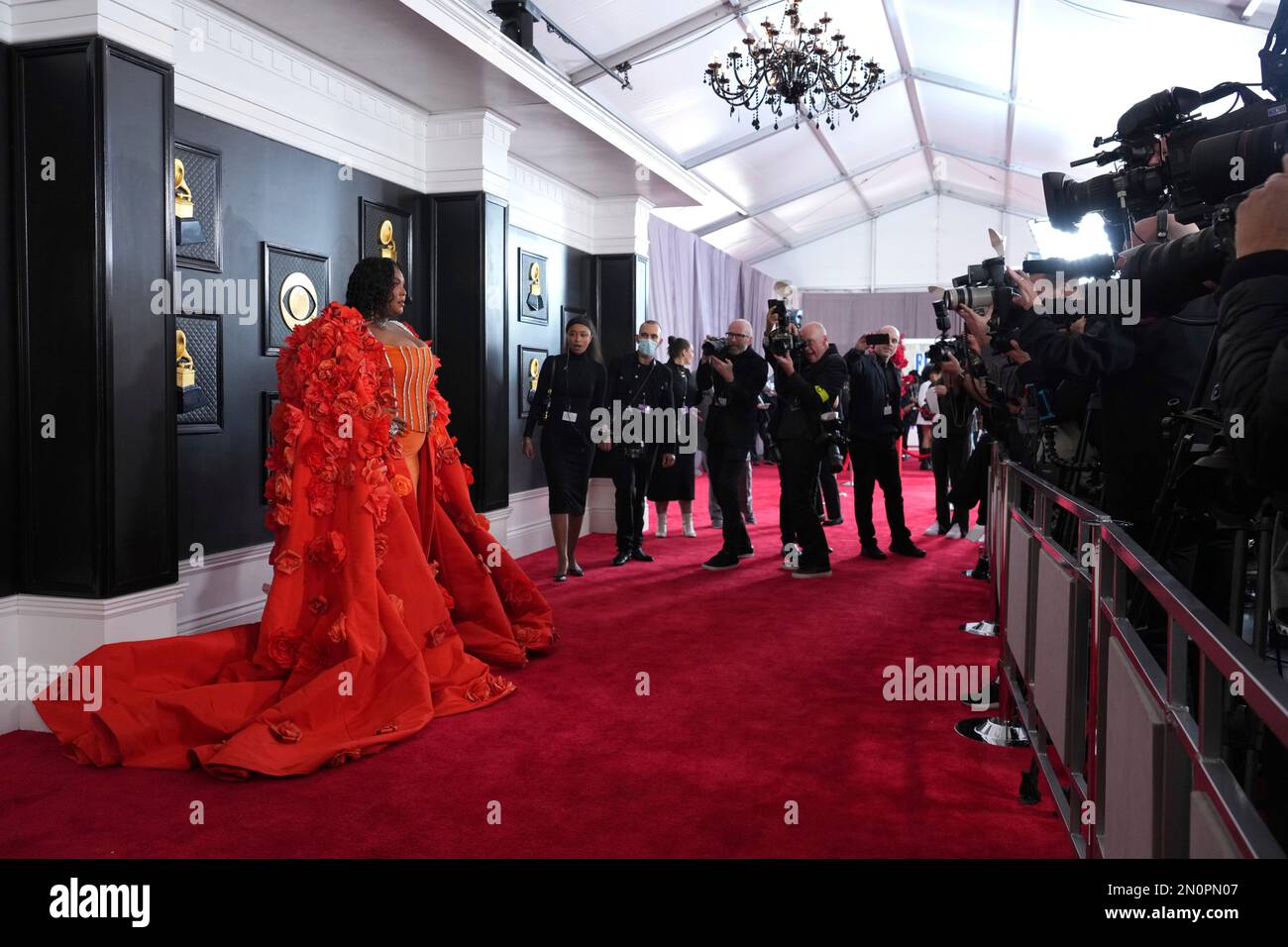Lizzo arrives at the 65th annual Grammy Awards on Sunday, Feb. 5, 2023 ...