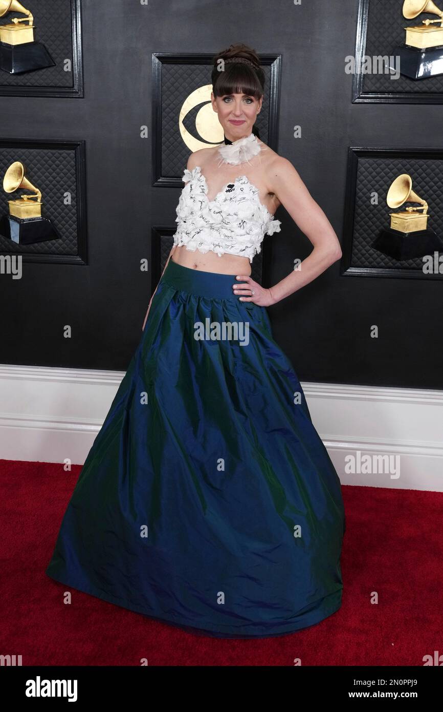 Cheryl B. Engelhardt arrives at the 65th annual Grammy Awards on Sunday ...