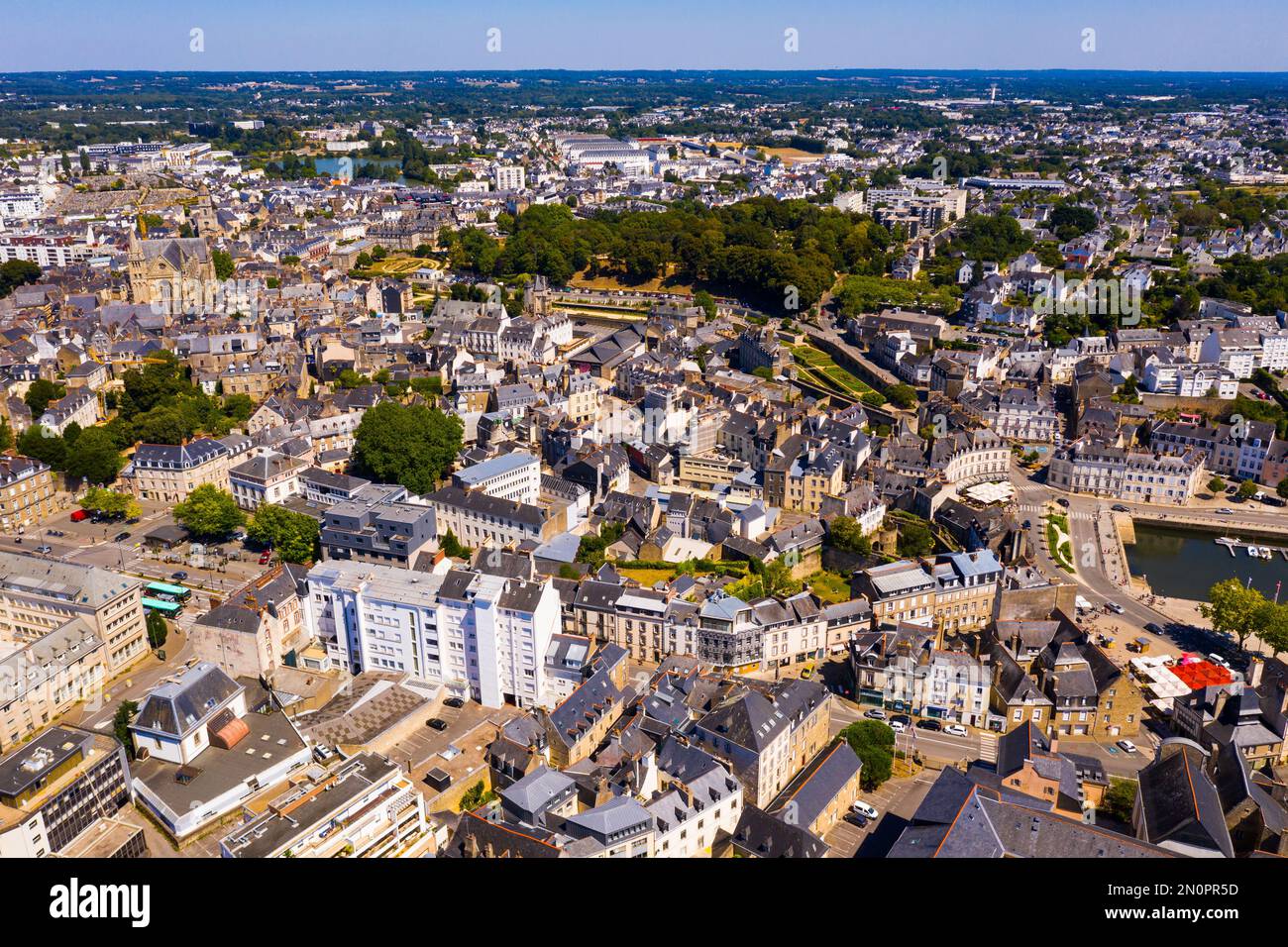 Aerial view of ancient Breton town of Vannes in summer, France Stock ...
