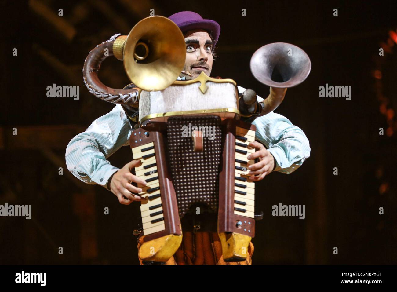 Cast members from Cirque du Soleil perform on stage during the LA ...