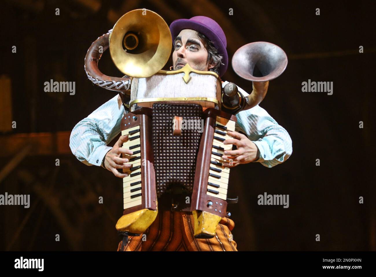 Cast members from Cirque du Soleil perform on stage during the LA ...