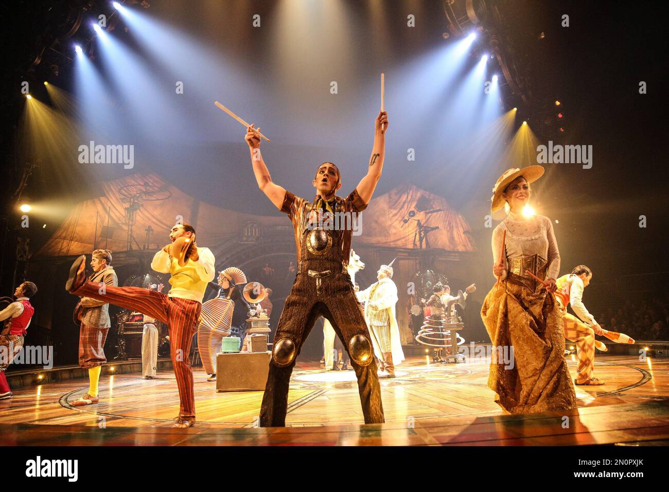 Cast members from Cirque du Soleil perform on stage during the LA ...