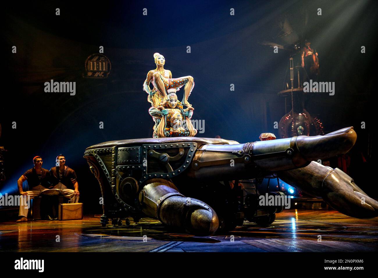 Cast members from Cirque du Soleil perform on stage during the LA ...