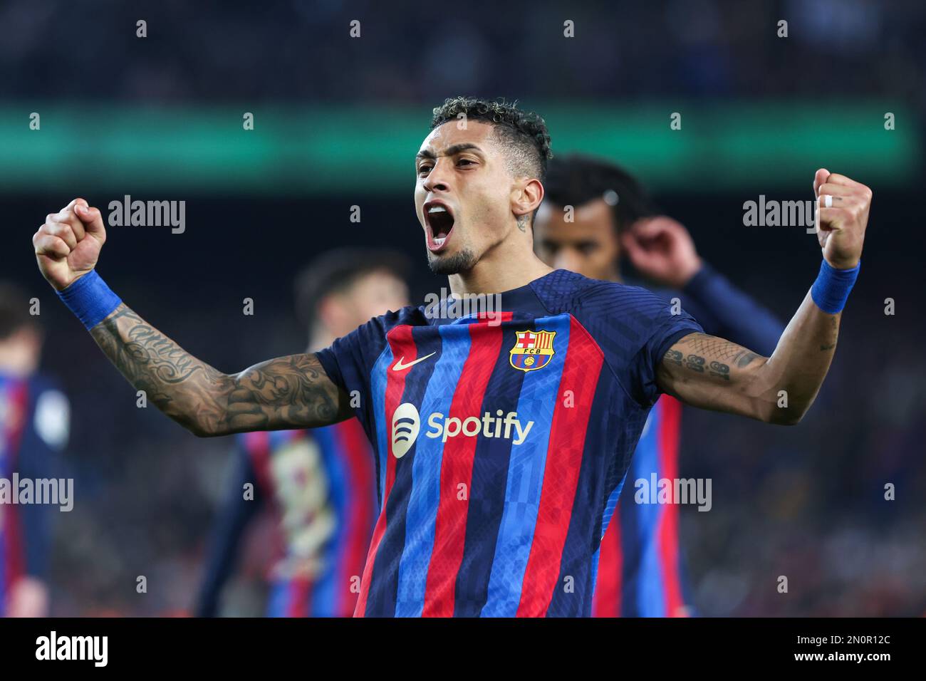 Raphinha of FC Barcelona celebrate a goal during the Liga match between ...