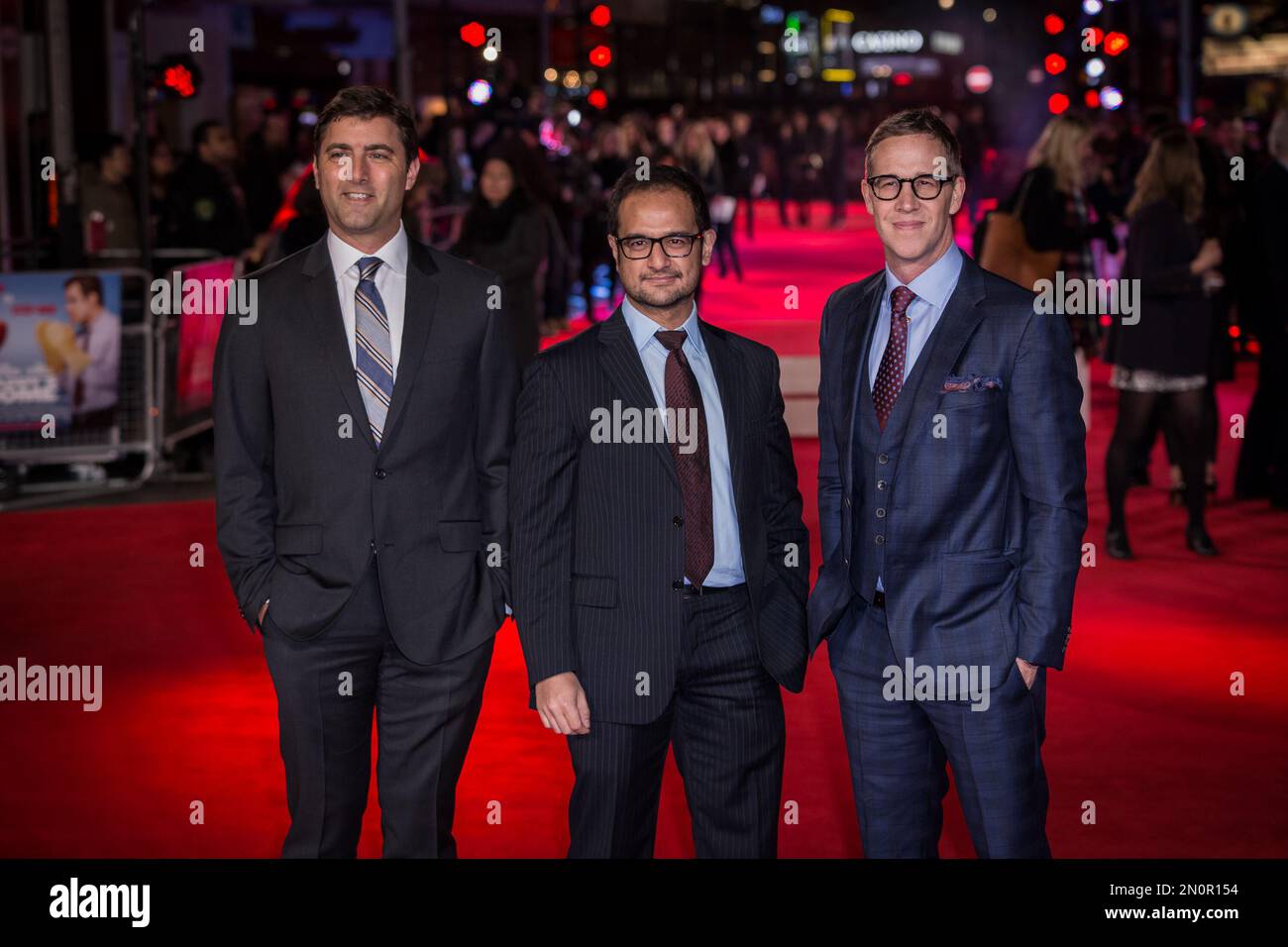 From left, producers David Koplan, Riza Aziz and Joey McFarland pose ...