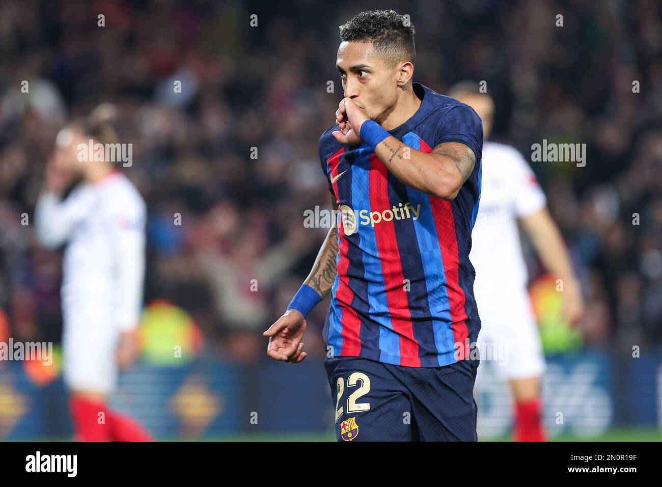 Raphinha of FC Barcelona celebrate a goal during the Liga match between ...