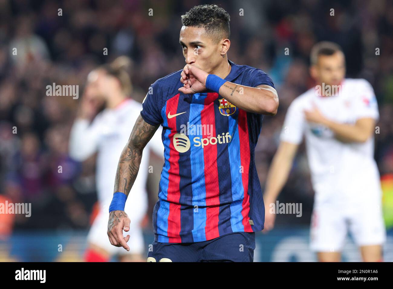 Raphinha of FC Barcelona celebrate a goal during the Liga match between ...