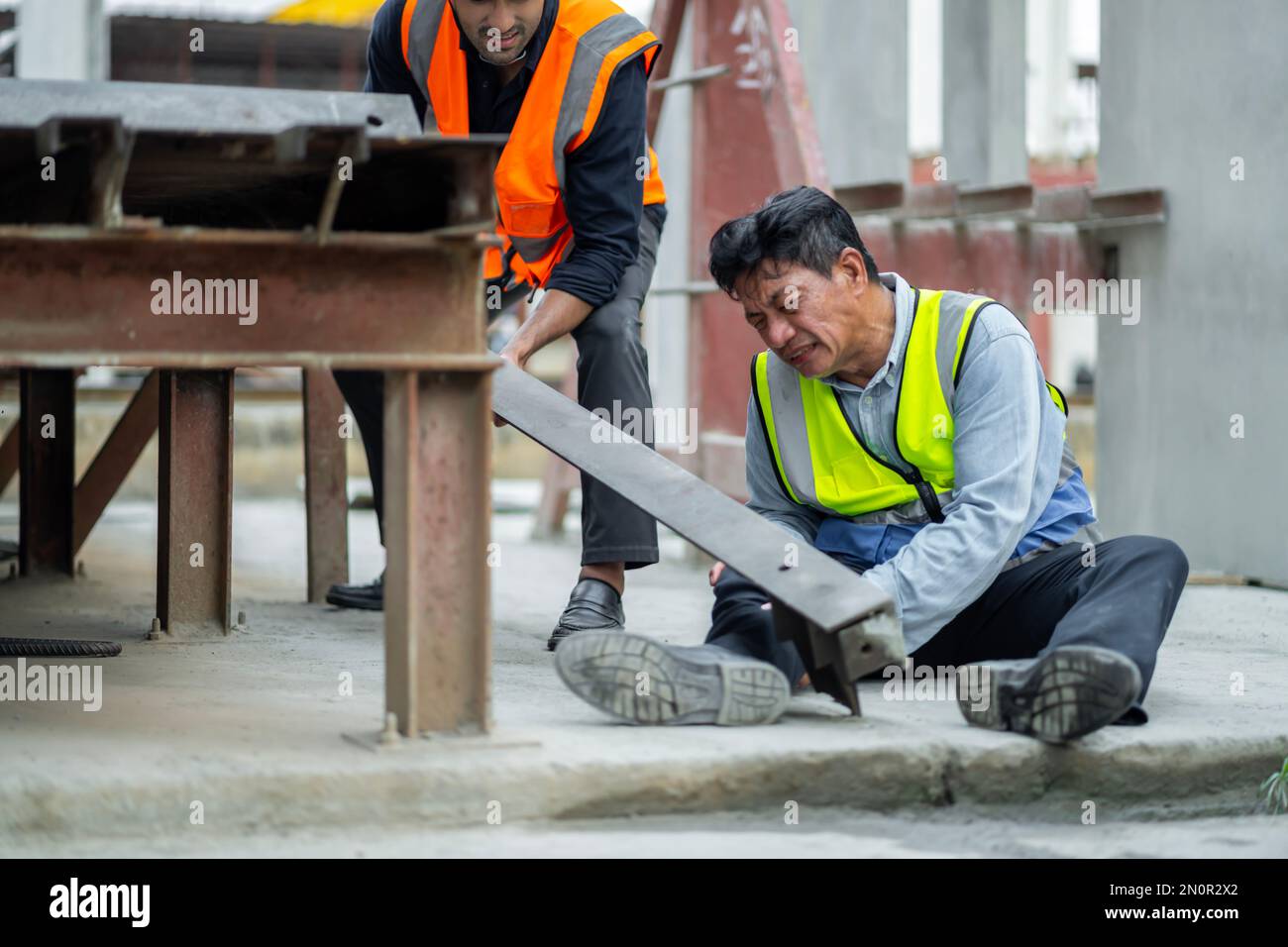 engineer has an accident where steel falls on his leg at work, causing ...