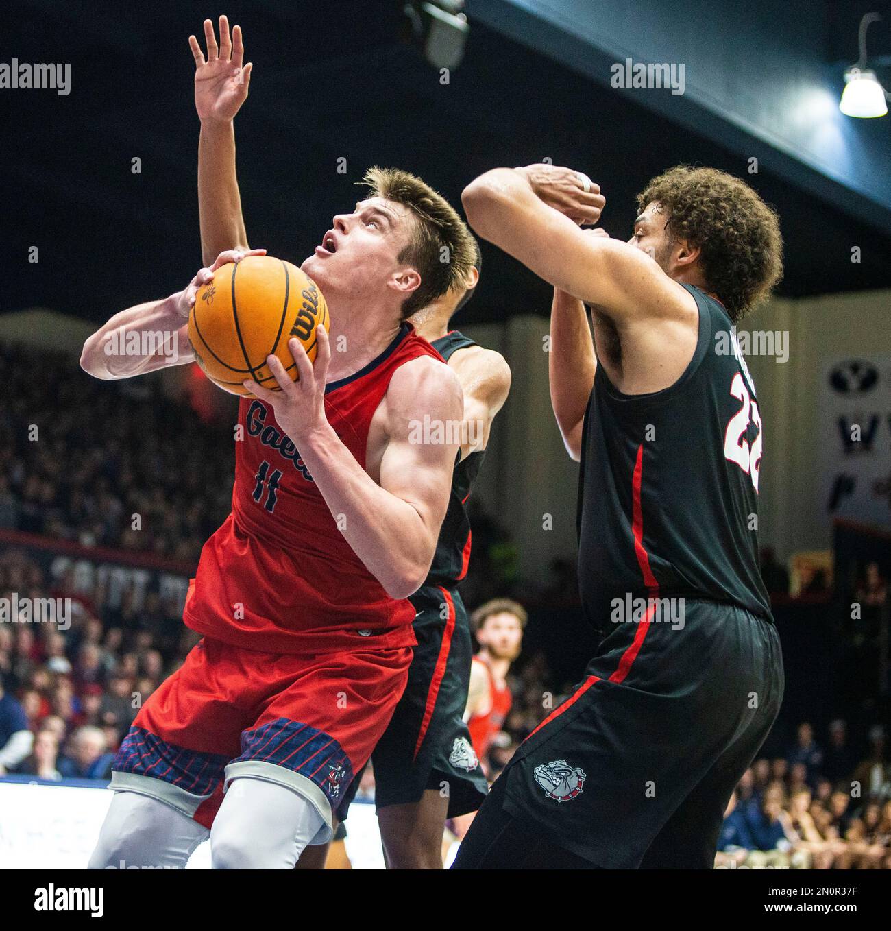 February 04 2023 Moraga, CA U.S.A. St. Mary's center Mitchell Saxen (11 ...