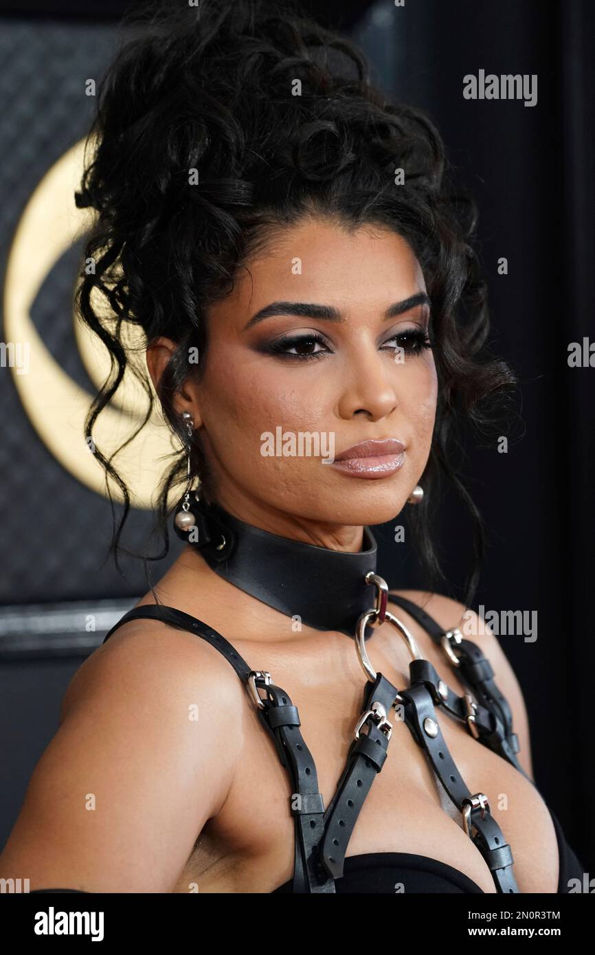 Hannah Monds arrives at the 65th annual Grammy Awards on Sunday, Feb. 5 ...