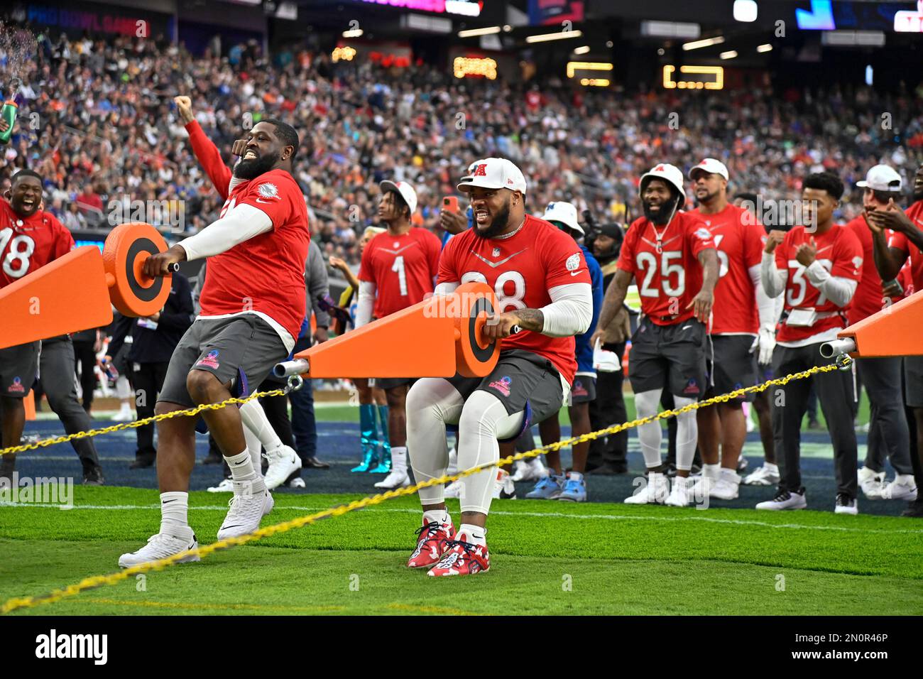 Players for the AFC compete in the Move the Chains event at the NFL Pro ...