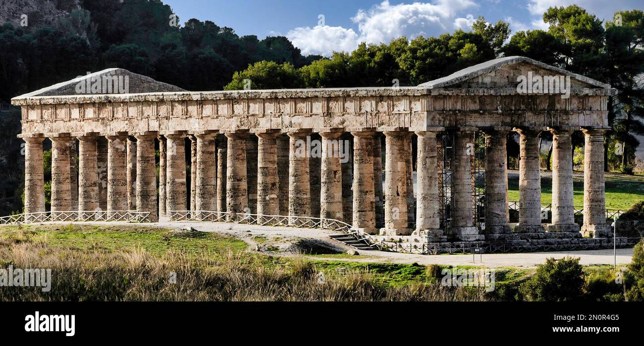 The ancient Greek temple in Doric style located in the archaeological ...