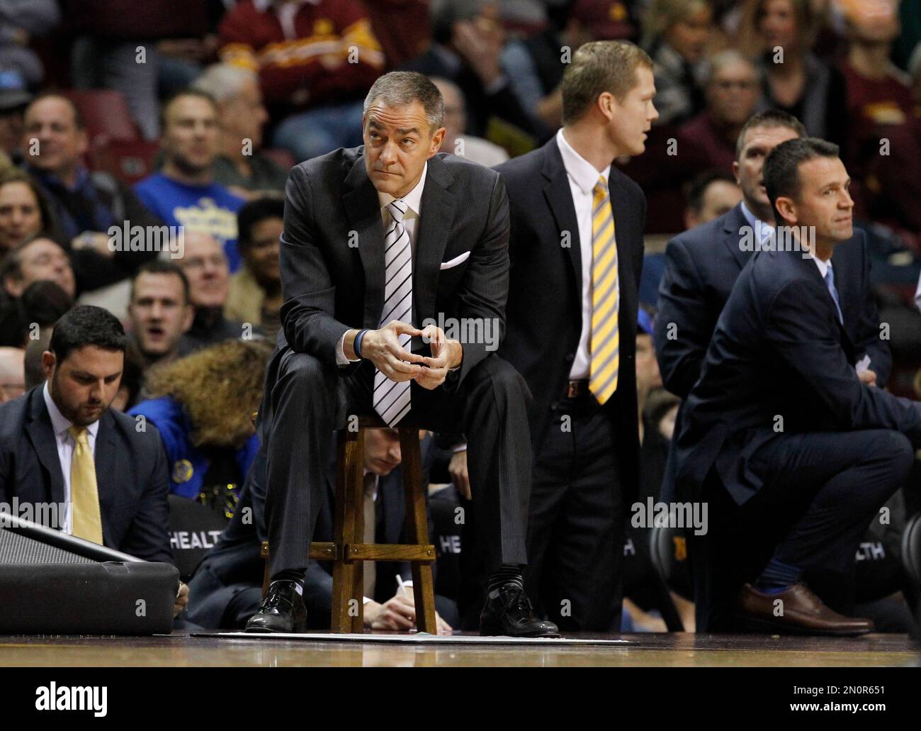 South Dakota State head coach Scott Nagy watches his players during the ...