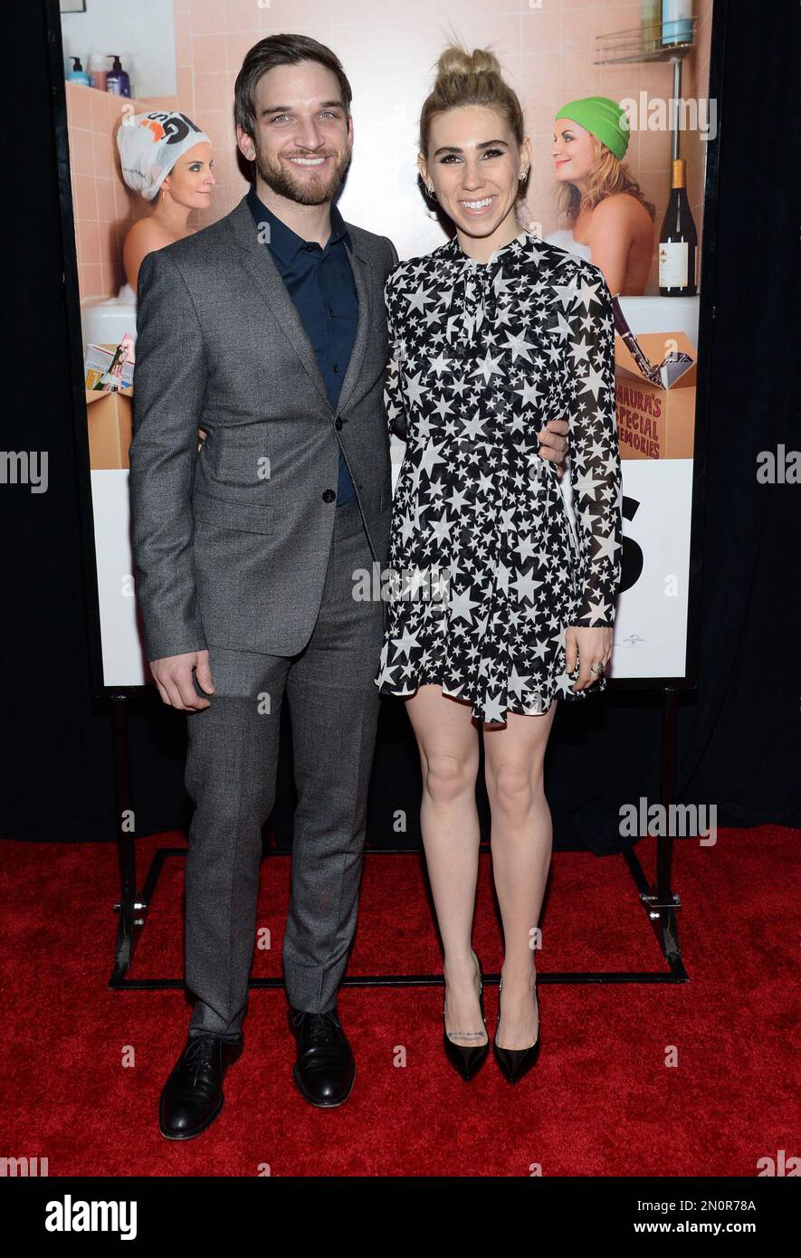 Evan Jonigkeit, left, and Zosia Mamet attend the premiere of "Sisters ...
