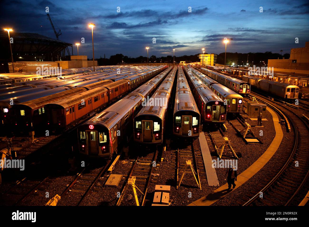 In this photo taken on Sunday, Nov. 1, 2015, trains from New York City ...