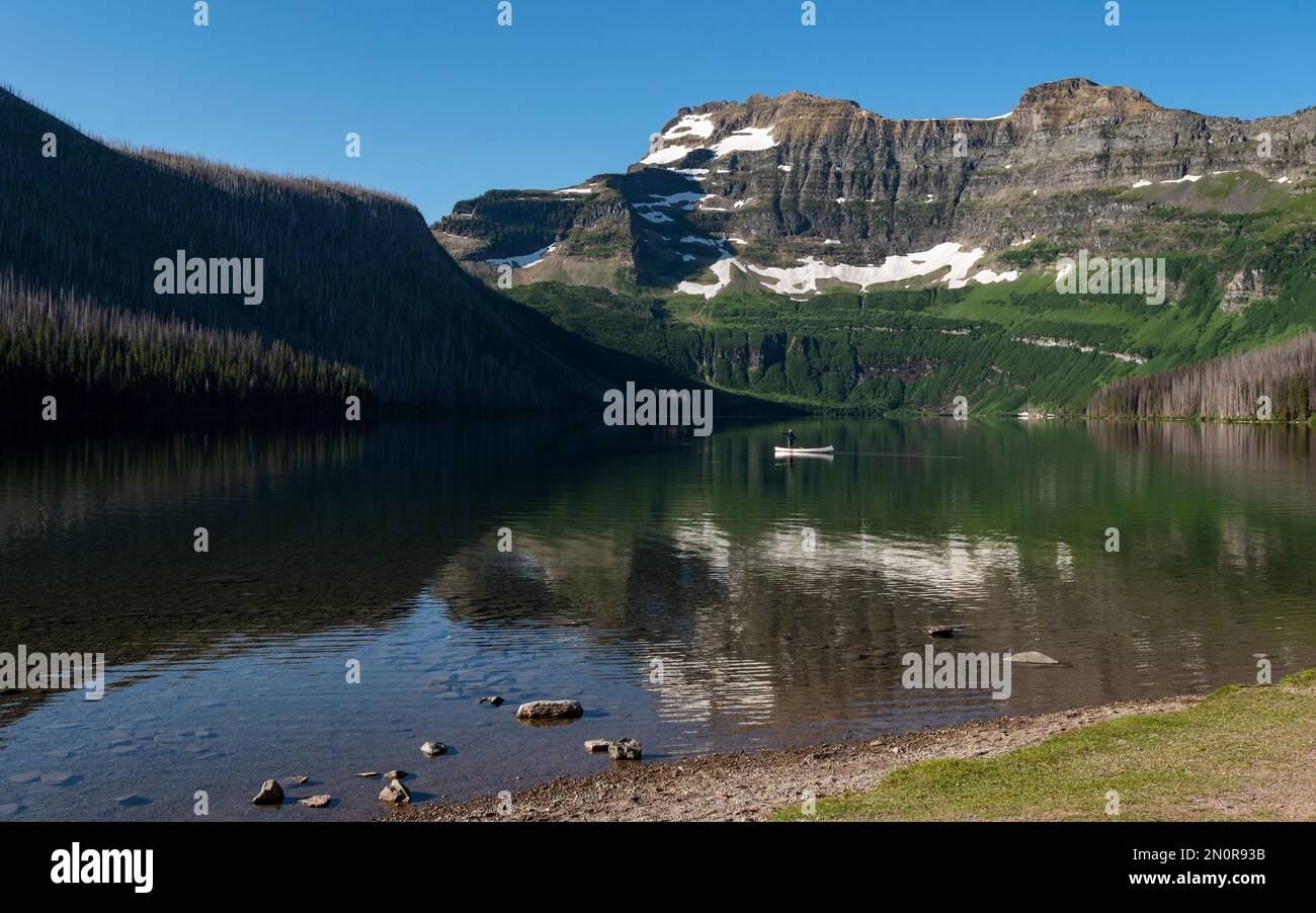 Cameron Lake in Waterton National Park Alberta Canada in the summertime ...