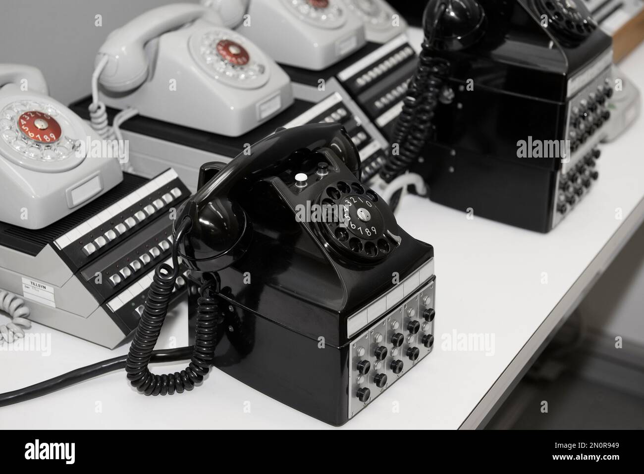 Old fashioned telephones Stock Photo - Alamy