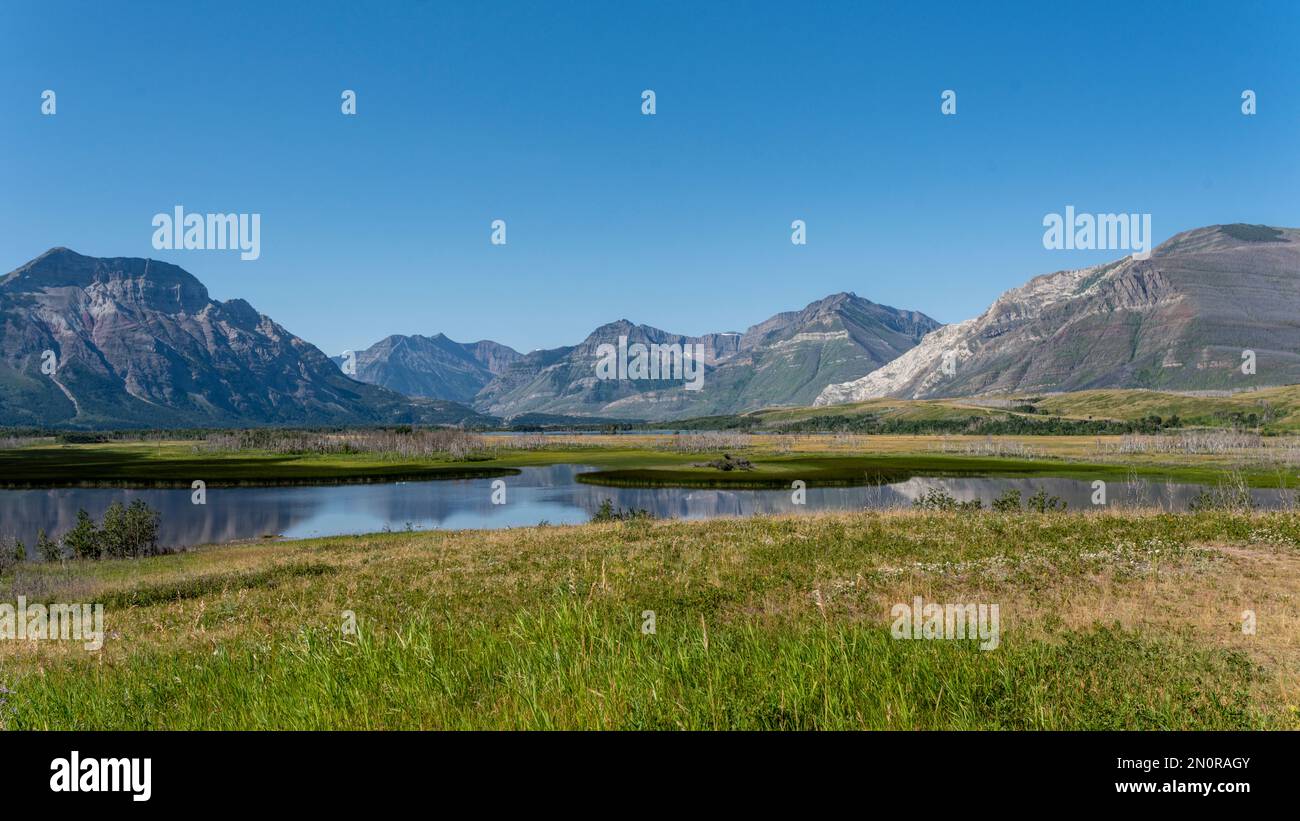 Scenic summer views in the the Canadian Rocky Mountains. Waterton Lakes ...