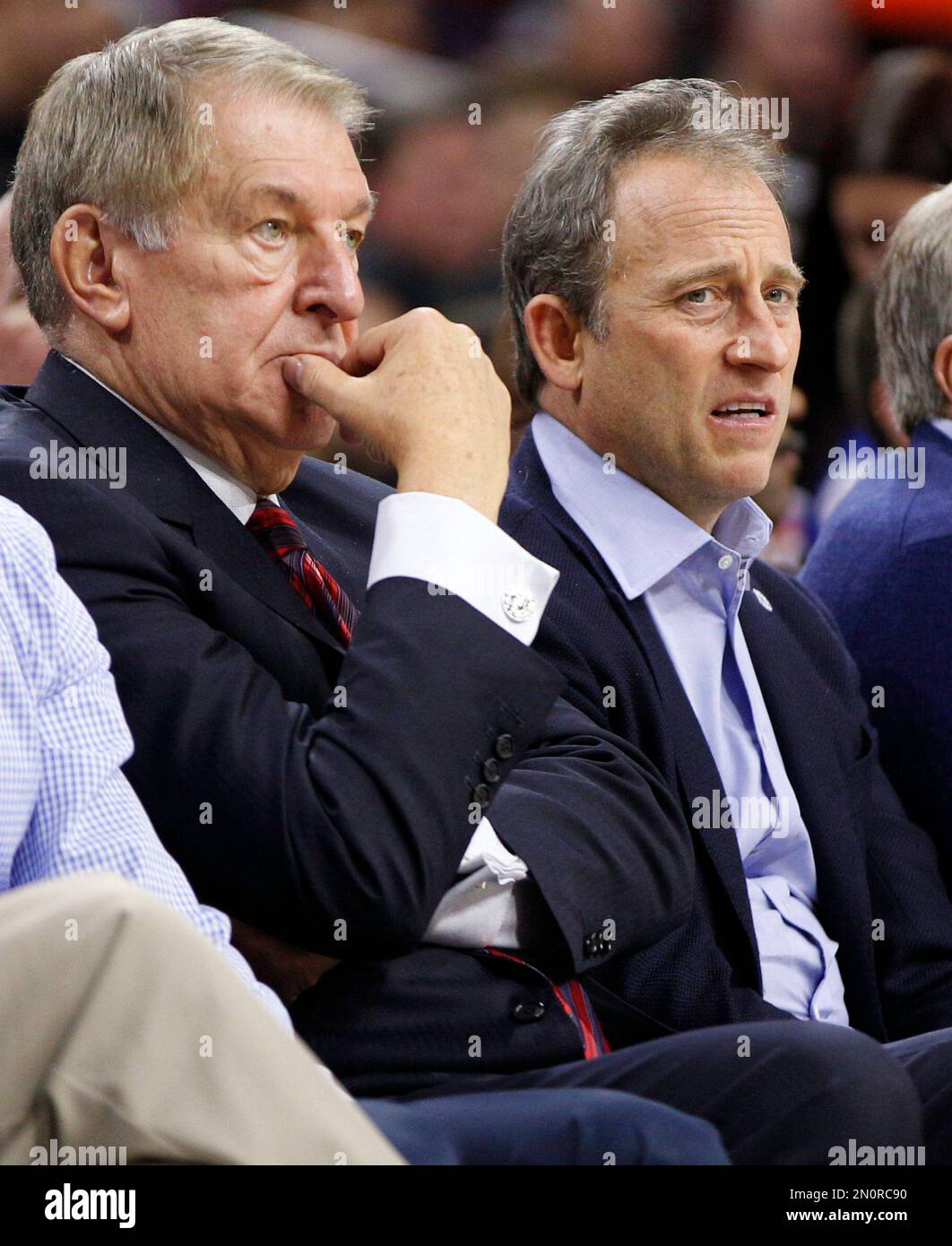 Philadelphia 76ers co-Managing Owner Josh Harris, right, watches the ...