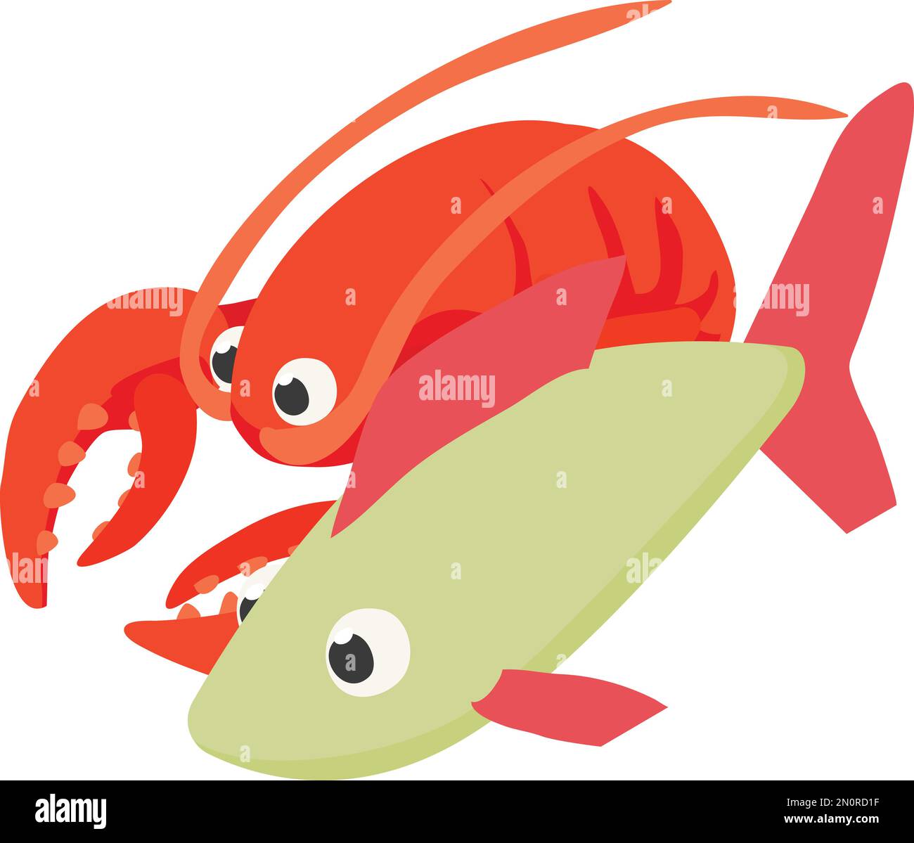 Seafood icon isometric vector. Freshly cooked lobster and large raw ...