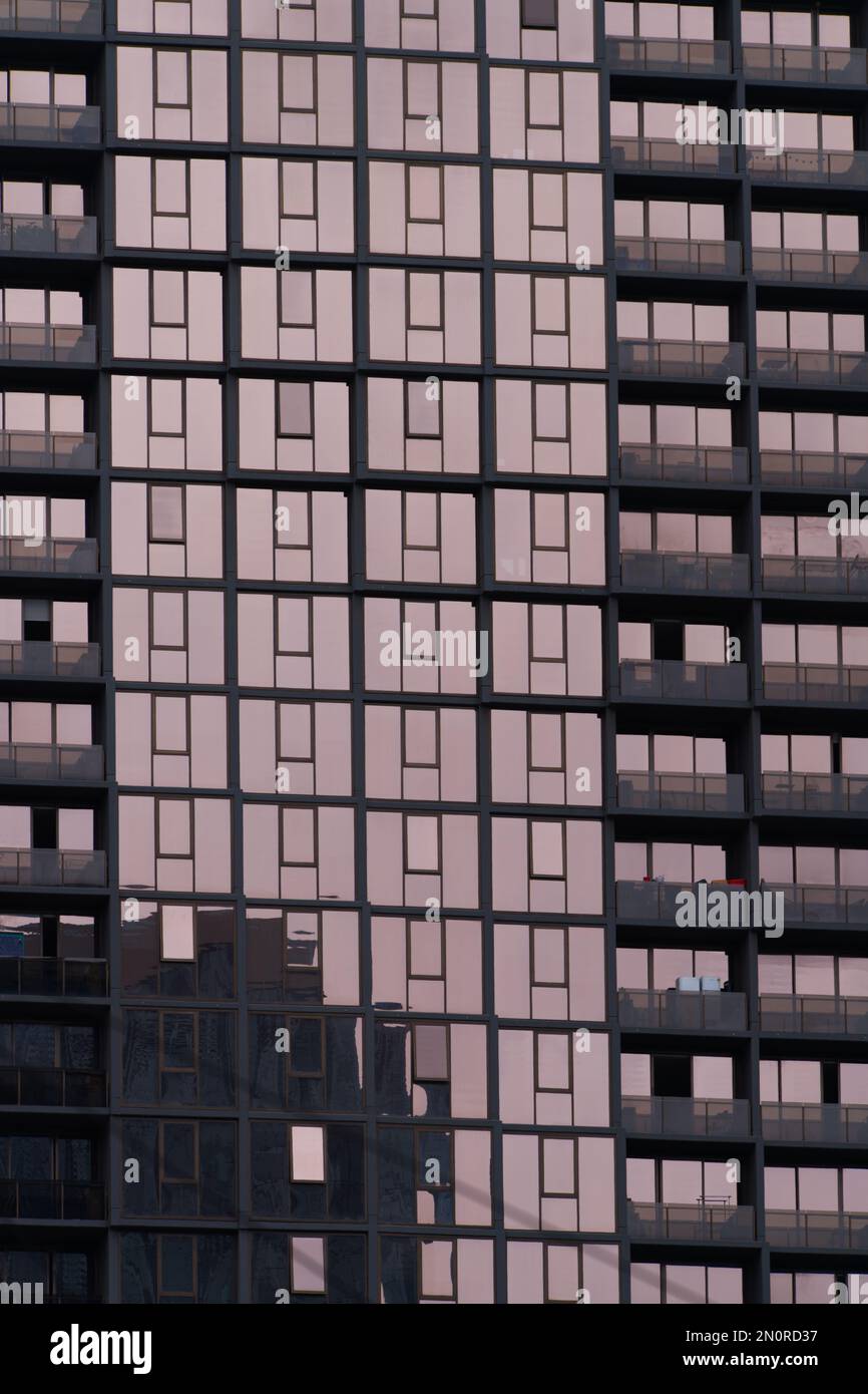 Apartment complex exterior view showing building glass window ...