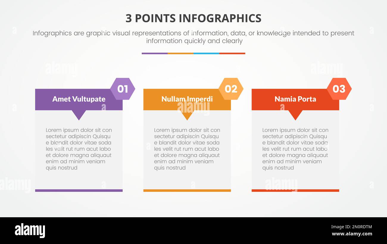 3 points or stages infographic concept with table information layout ...