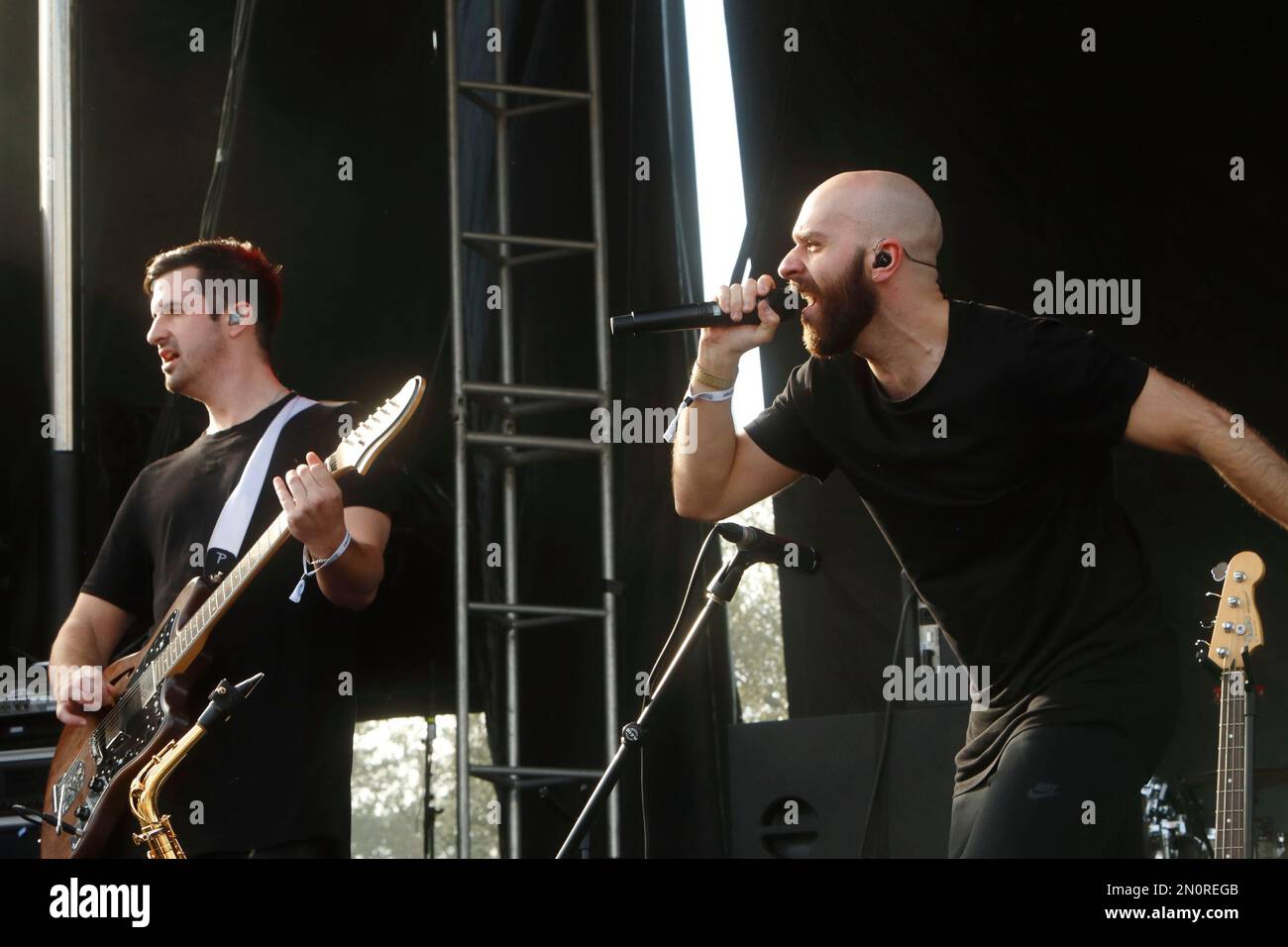 Noah Feldshuh (left), Sam Harris and X Ambassadors performs at the Big ...