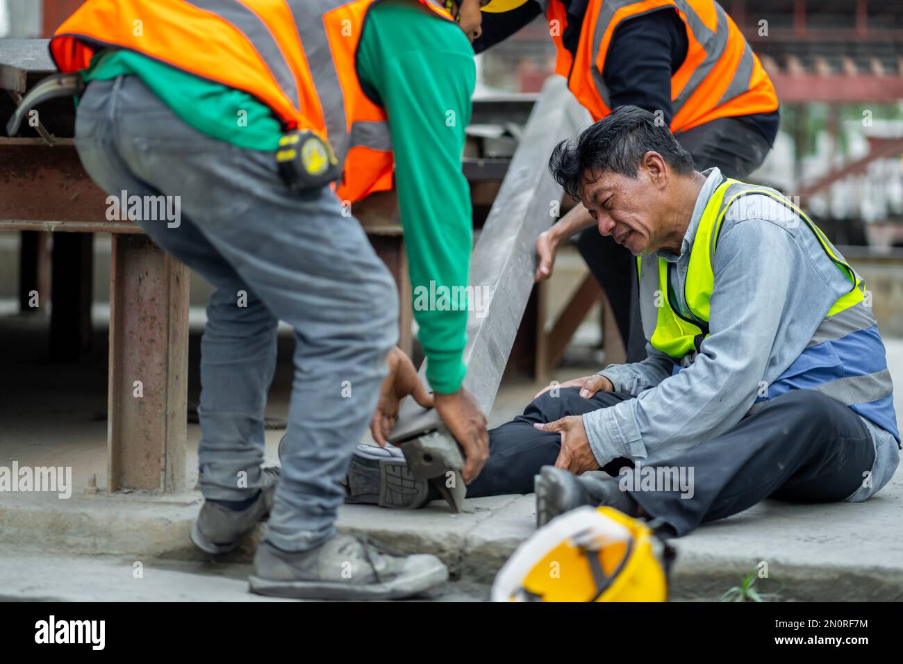 engineer has an accident where steel falls on his leg at work, causing ...