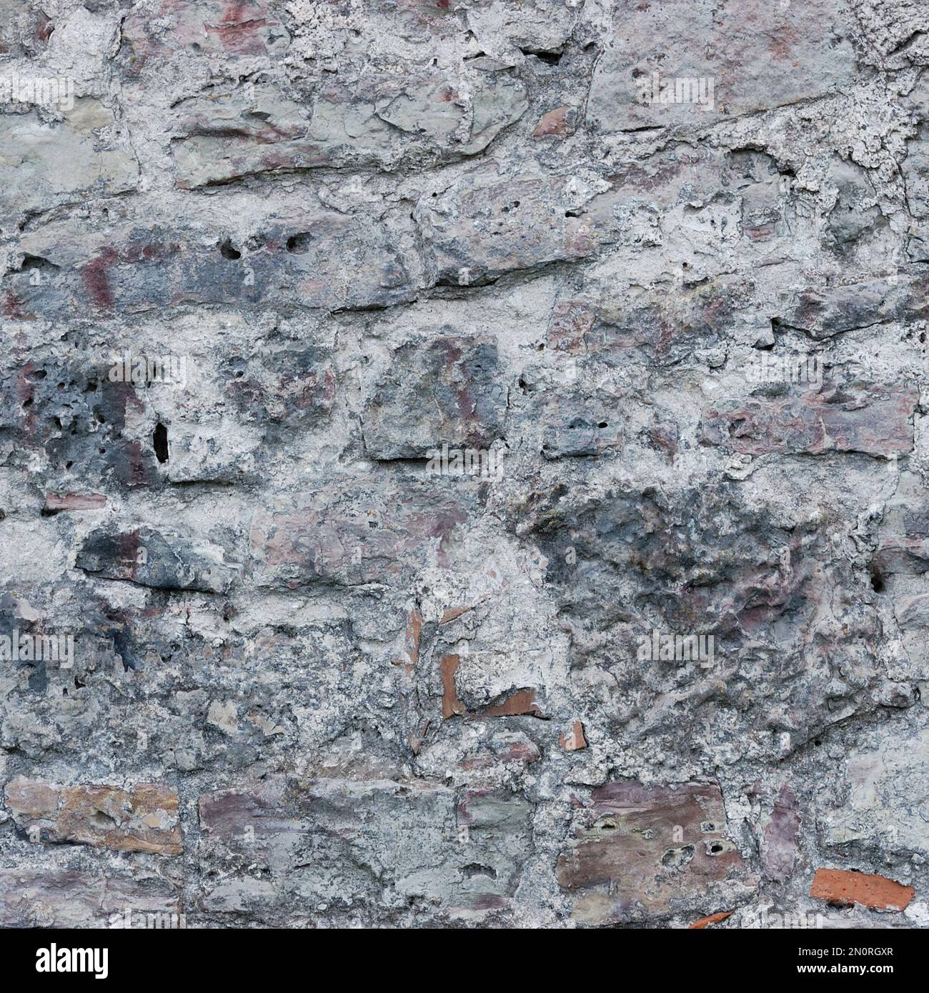 Stone wall background closeup, horizontal plastered grunge red grey ...