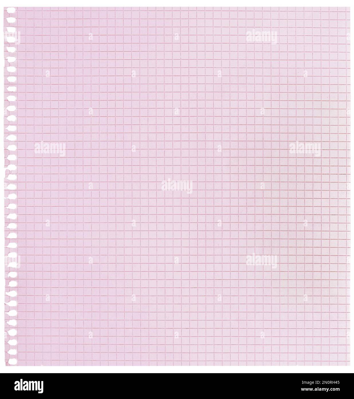 Checked spiral notebook page paper background, old aged pink chequered ...
