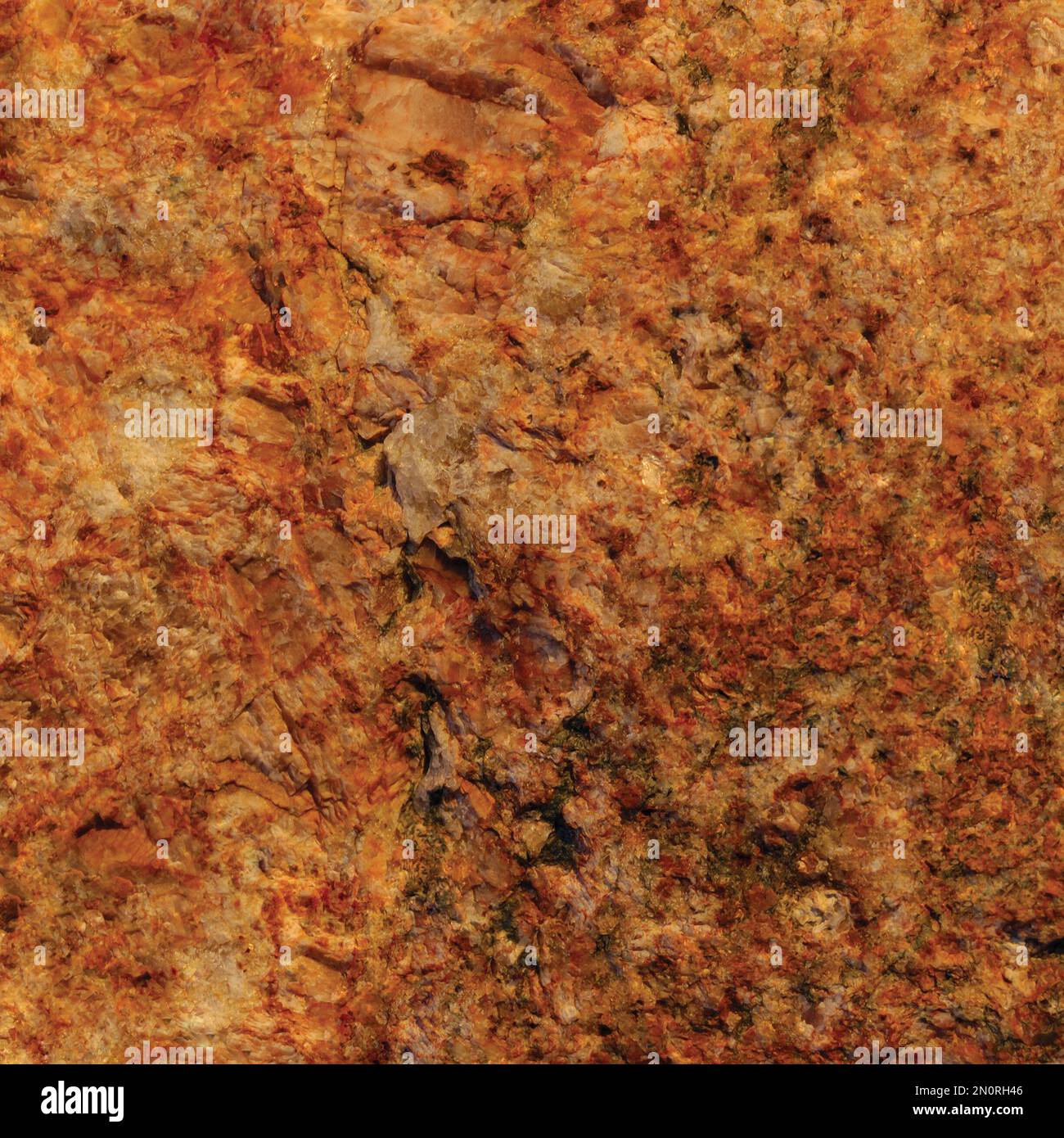 Raw pegmatite feldspar igneous rock terracotta pattern, rusty orange ...