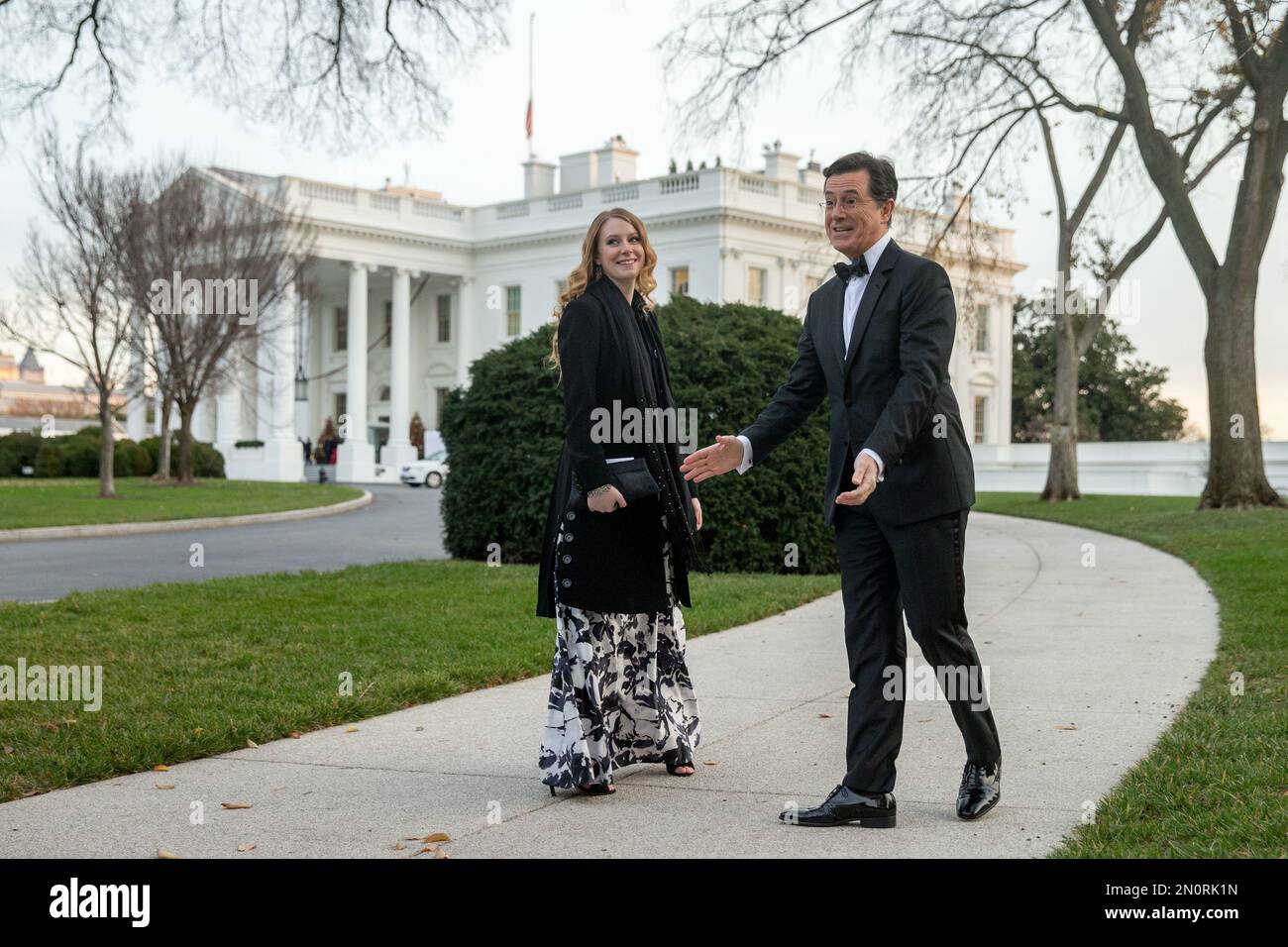 Performer Stephen Colbert, accompanied by his daughter Madeleine ...