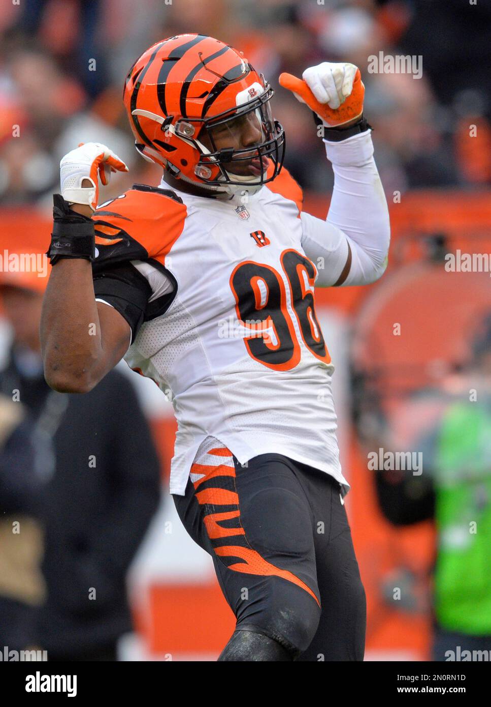 Cincinnati Bengals defensive end Carlos Dunlap celebrates a sack ... Cincinnati Bengals defensive end Carlos Dunlap celebrates a sack ...