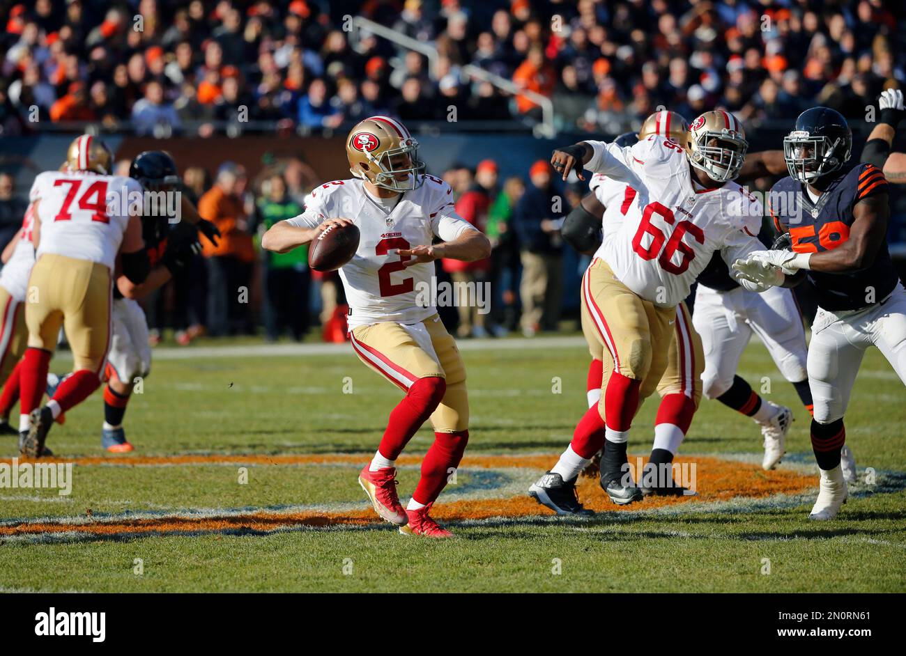 San Francisco 49ers quarterback Blaine Gabbert (2) passes against the ...