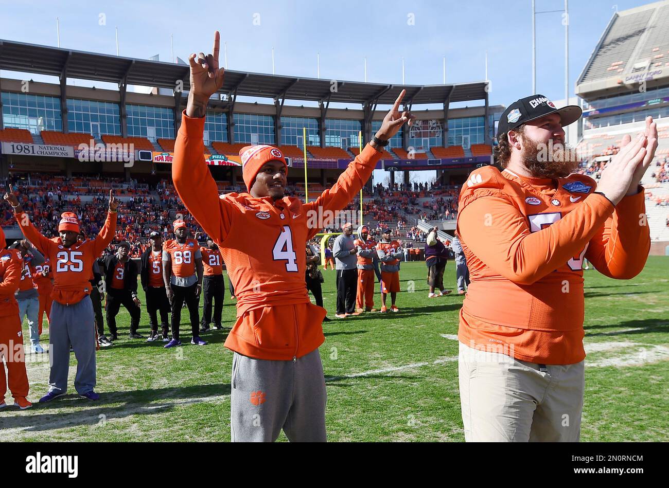 Clemson quarterback Deshaun Watson, left, and offensive guard Eric Mac ...