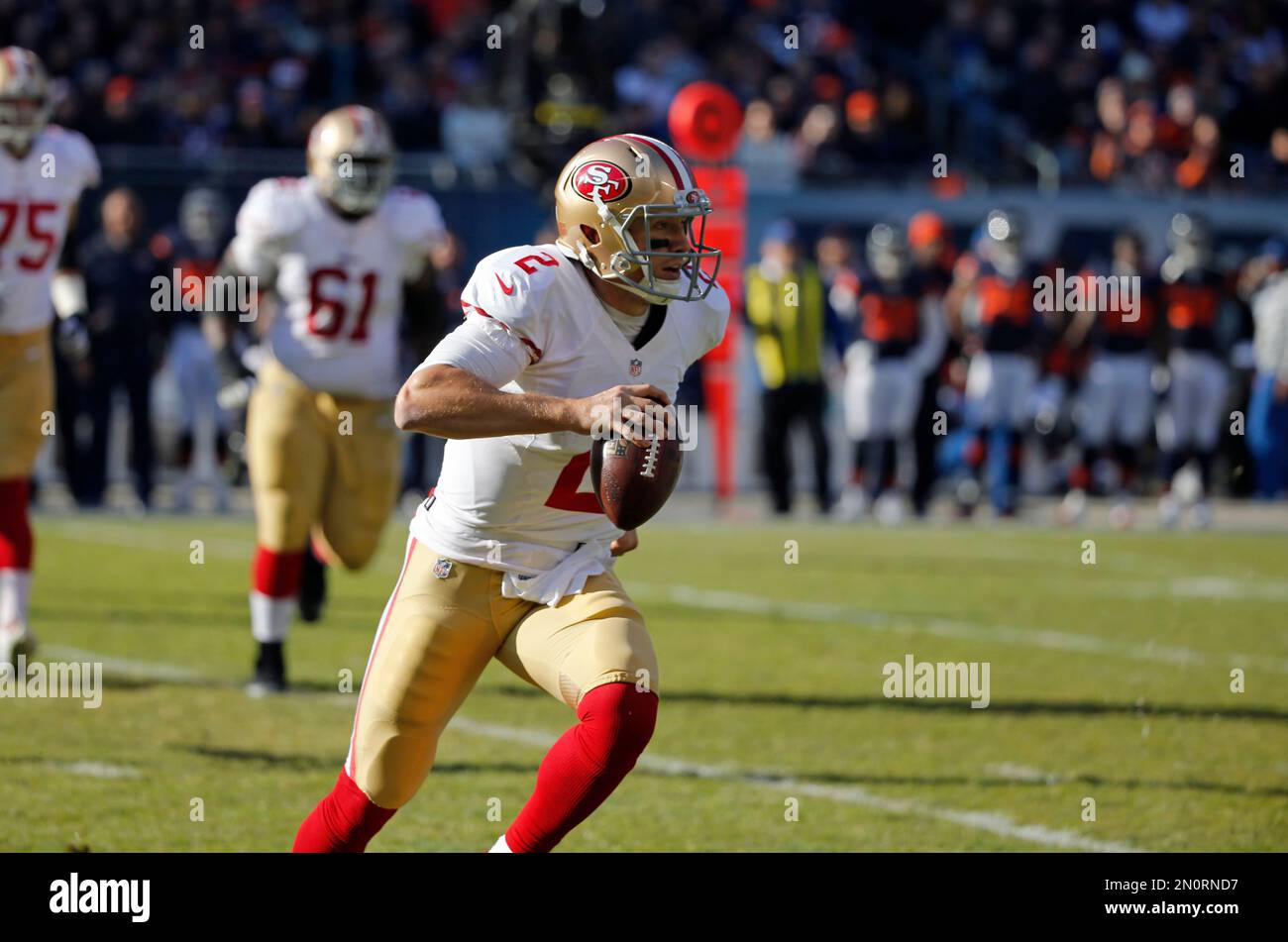 San Francisco 49ers quarterback Blaine Gabbert (2) scrambles during the ...