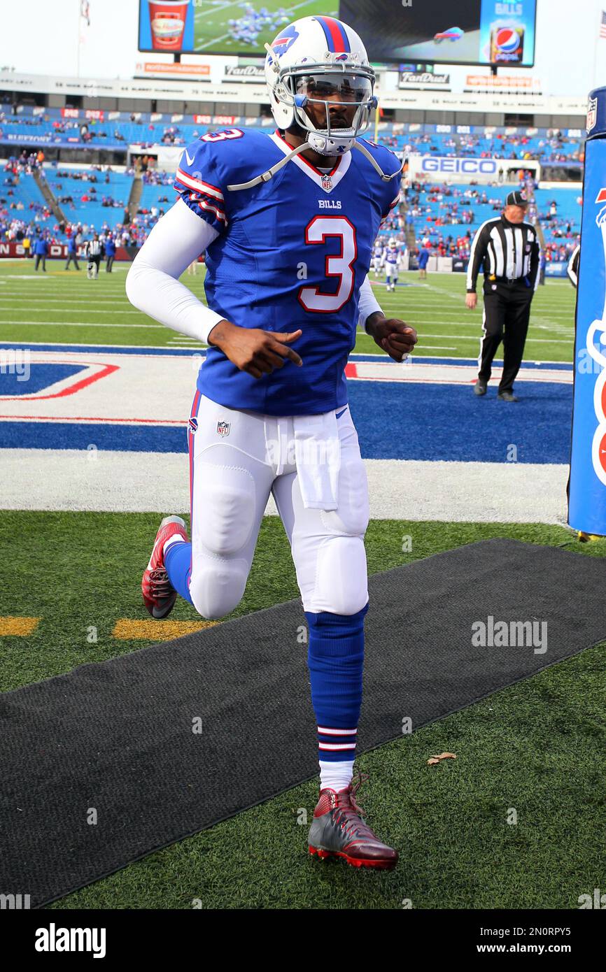 Buffalo Bills quarterback EJ Manuel leaves the field after warming up ...