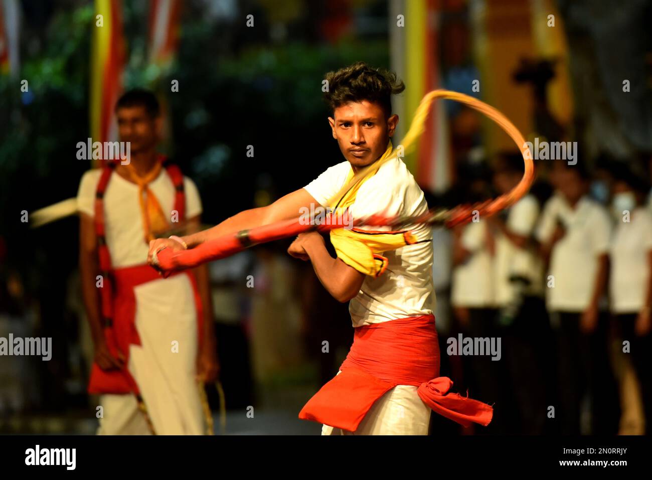 Colombo, Sri Lanka. 05th Feb, 2023. A whip cracker performs during the ...