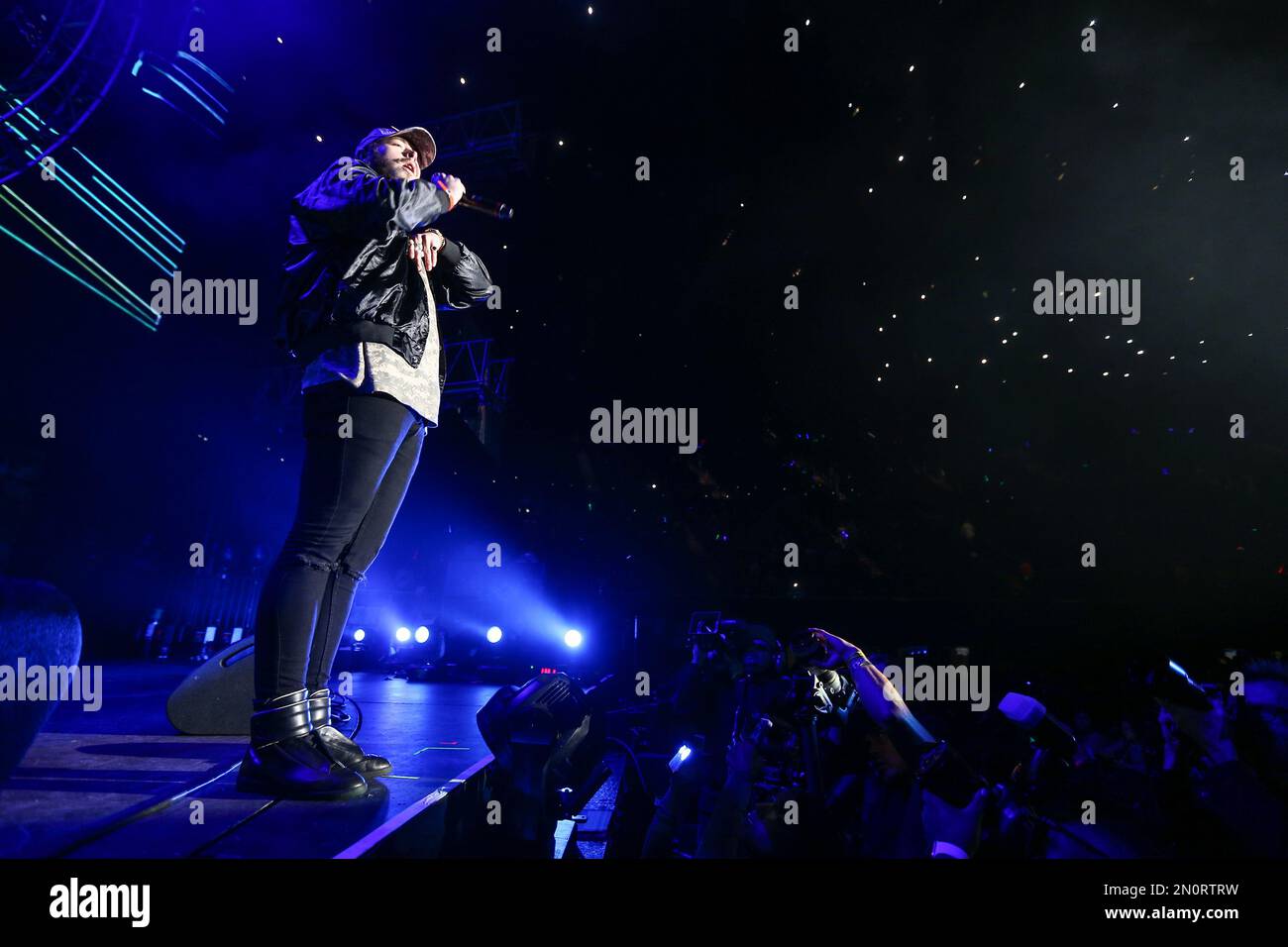 Post Malone performs on stage at Power 106's 'Cali Christmas' 2015 held ...