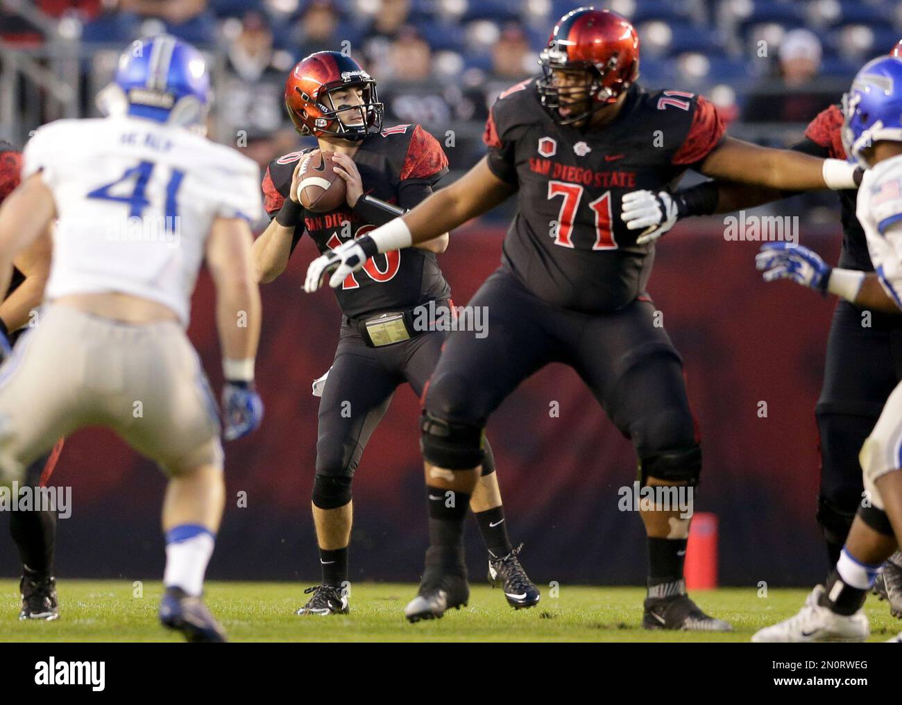 San Diego State quarterback Christian Chapman looks to pass during the ...