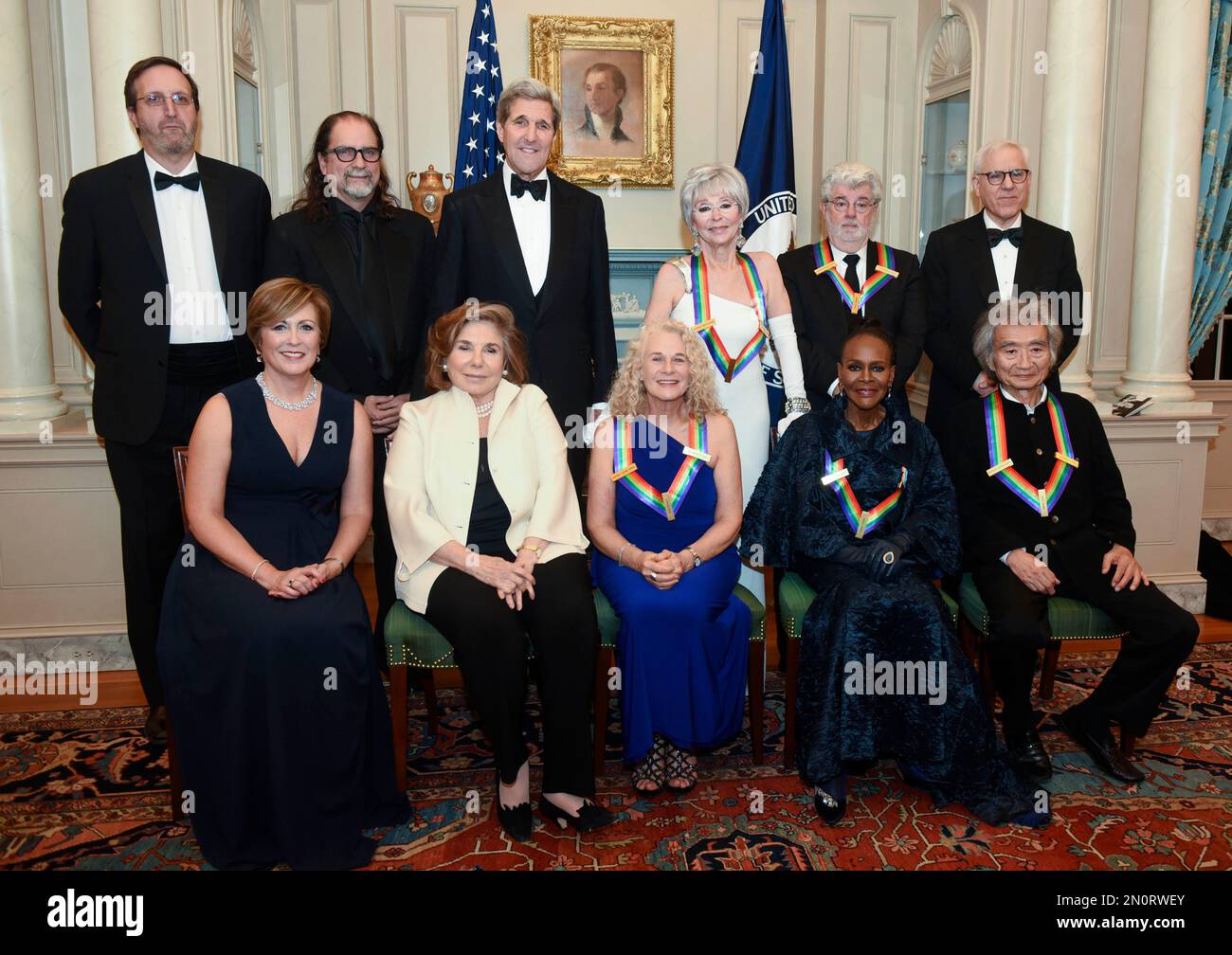 Kennedy Center President Deborah Rutter, front row from left, poses for ...