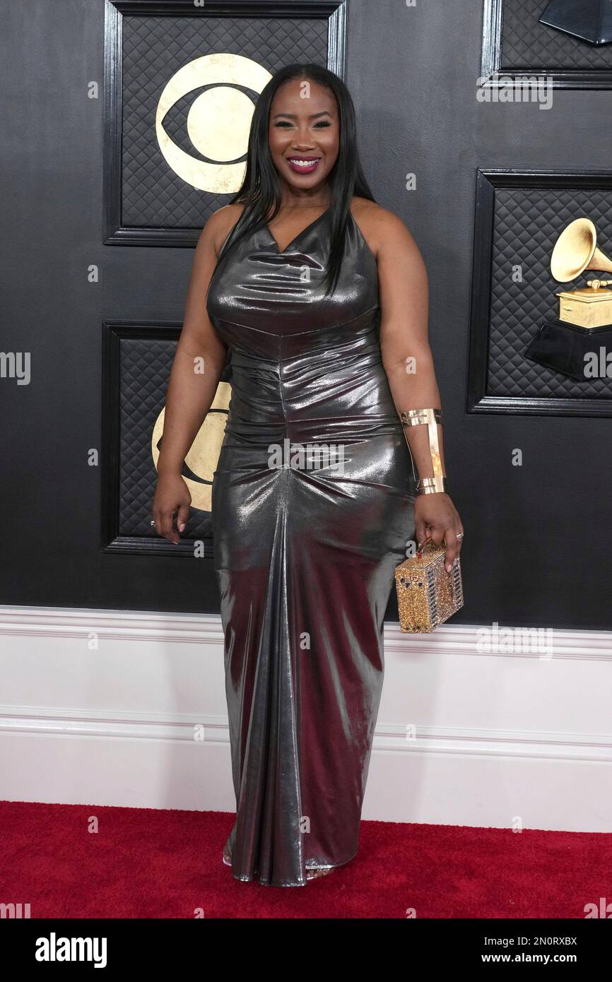 Tarrey Torae arrives at the 65th annual Grammy Awards on Sunday, Feb. 5 ...